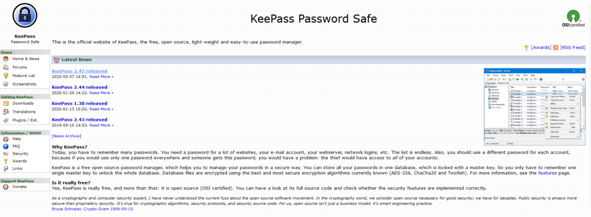 Keepass Passwort Manager - open source und trotzem sicher?